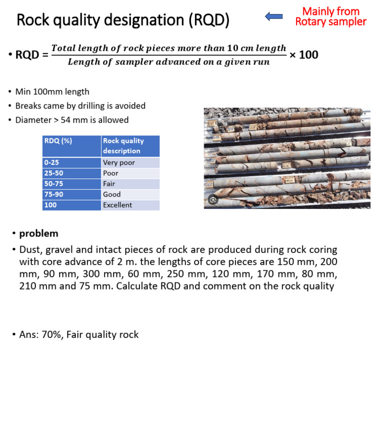 Rock Quality Designation (RQD) | PDF