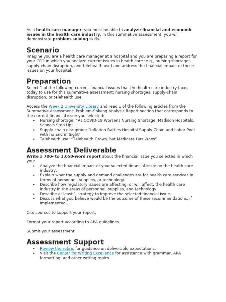 HCS 385 Wk 2 Summative Assessment- Problem-Solving Analysis Report | PDF | Medicare (United ...