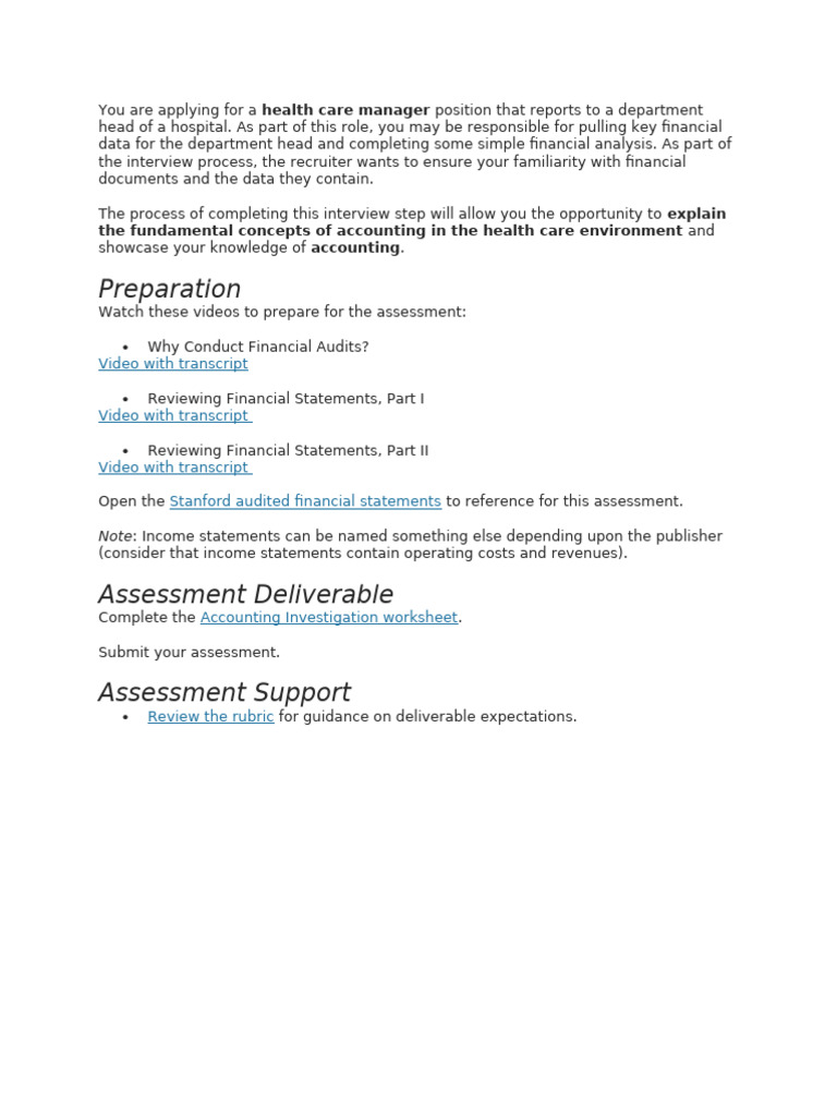 HCS 380 Wk 2 Summative Assessment- Accounting Interview Process | PDF ...