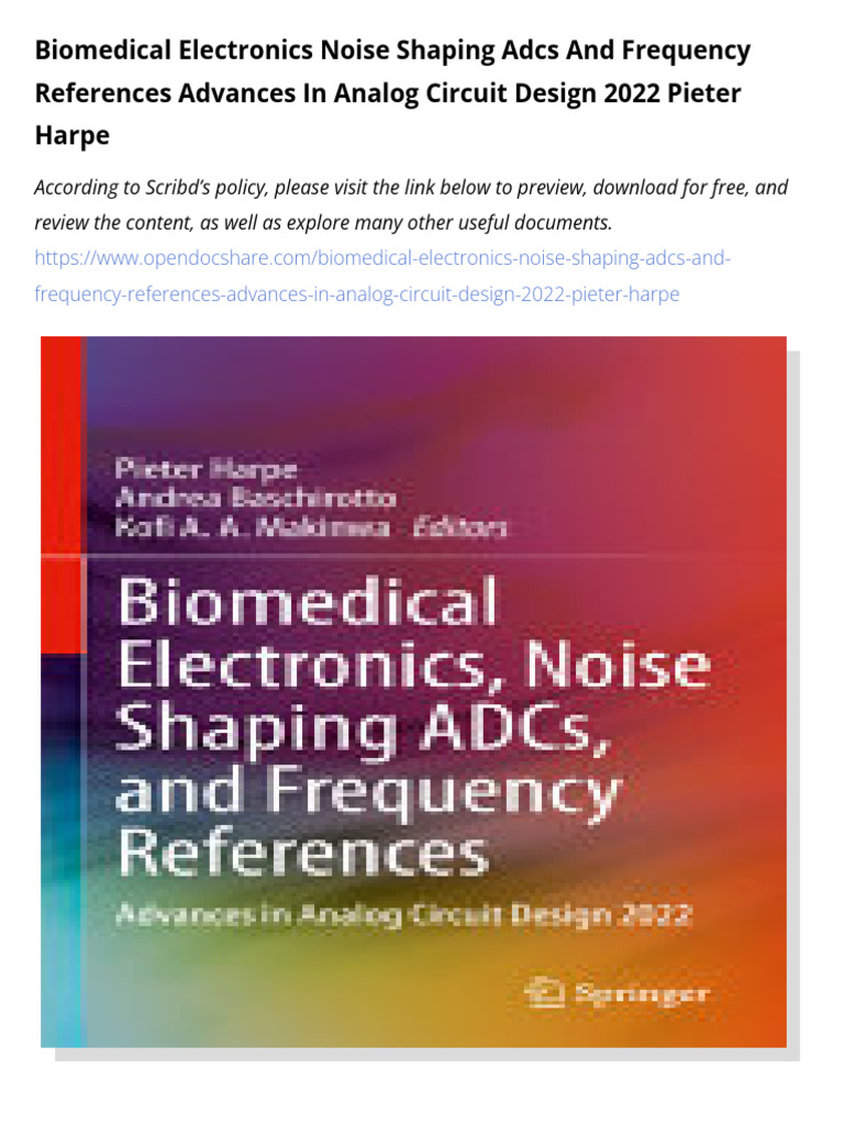 Biomedical Electronics Noise Shaping Adcs And Frequency References ...