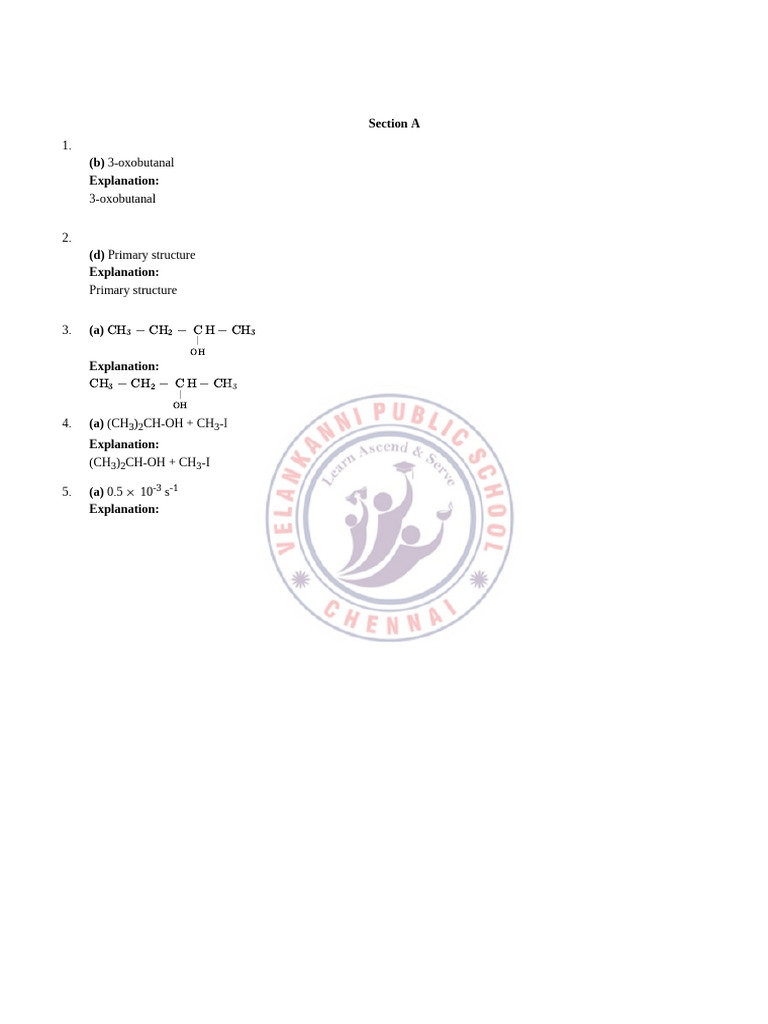 XII-A,A1&A2-REV-3-CHEM-9.12.25-SET-5-KEY | PDF | Aldehyde | Functional ...