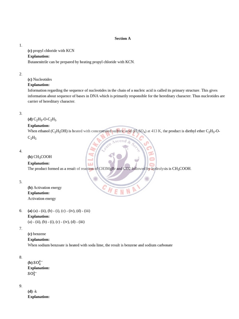 Xii A, A1&a2 Rev 3 Chem 9.12.25 Set 4 Key | PDF | Redox | Chemical ...