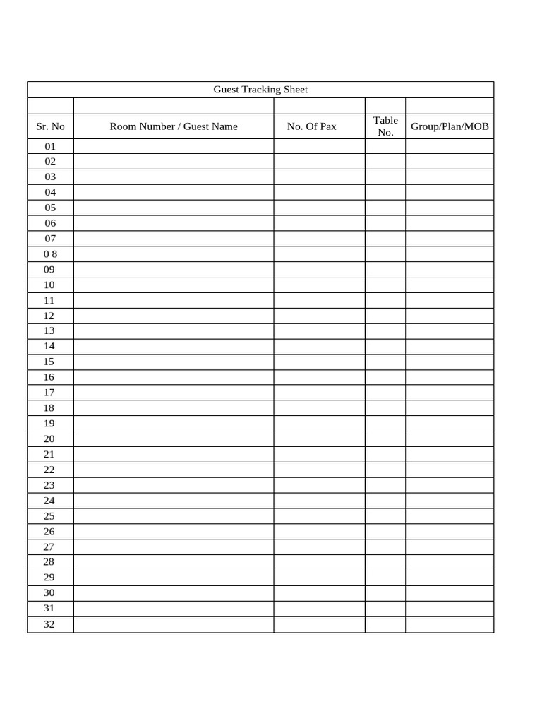Guest Tracking Sheet | PDF