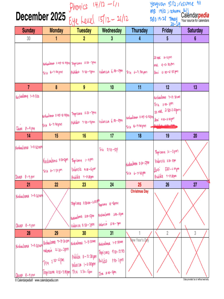 December 2025 Calendar Landscape | PDF