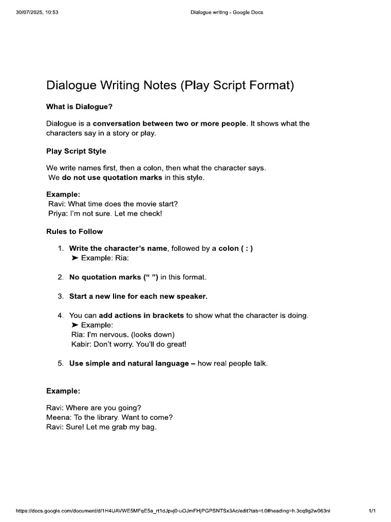 Dialogue Writing | PDF