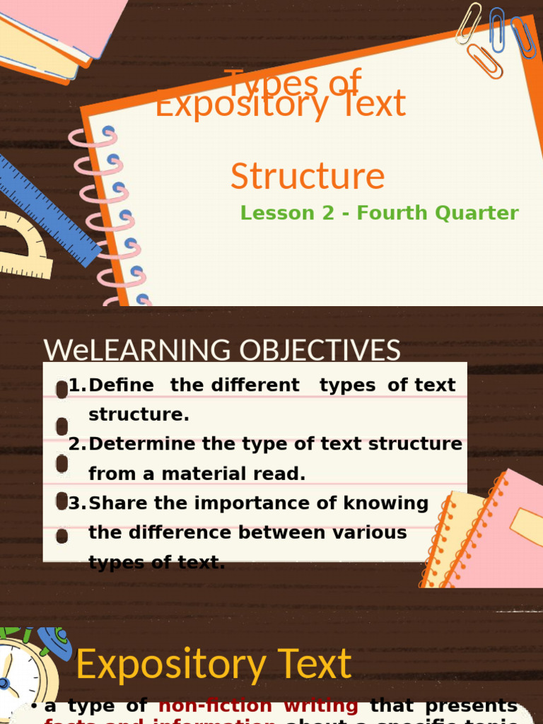 Lesson 2 Types of Expository Text Structure | PDF | Essays | Cognitive ...