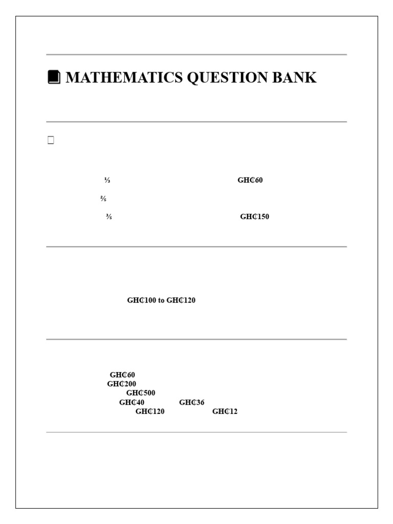 ? Mathematics Question Bank | PDF | Percentage
