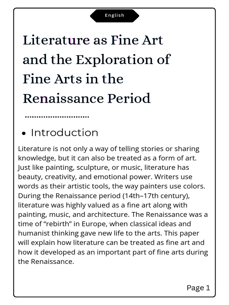 Literature As Fine Art and The Exploration of Fine Arts in The ...
