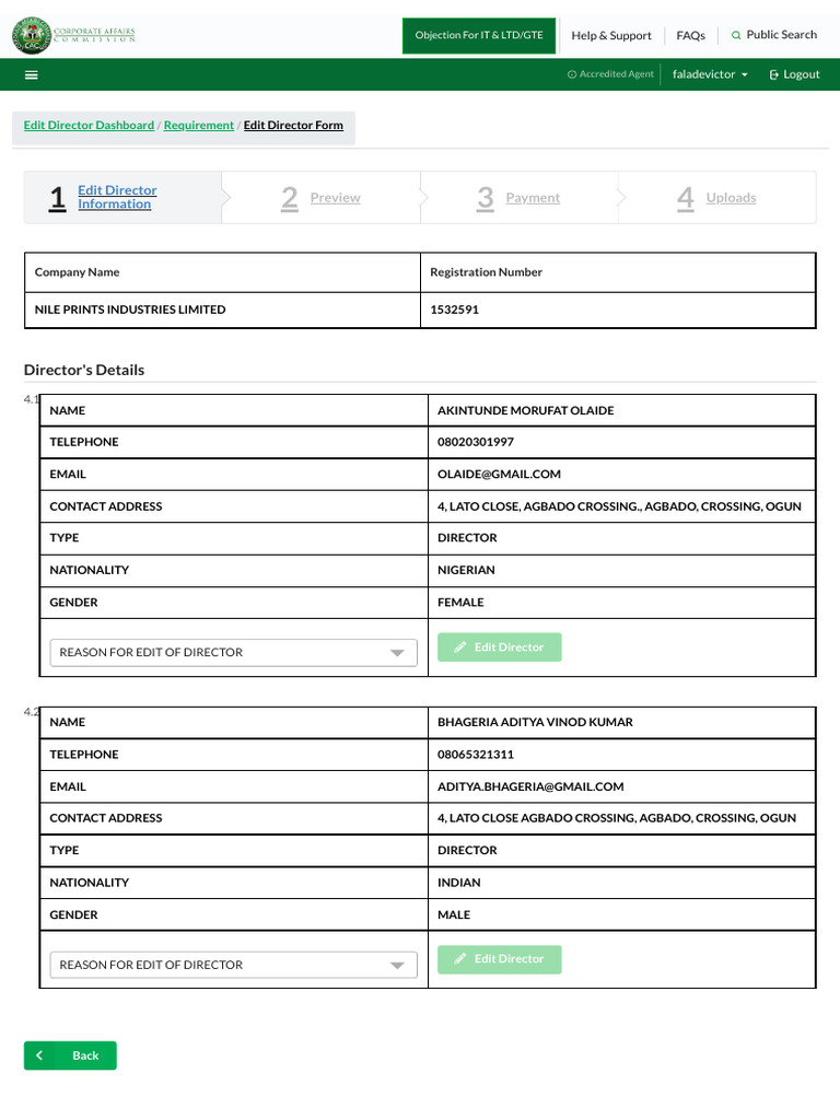 Edit Director Form - Nile Prints | PDF