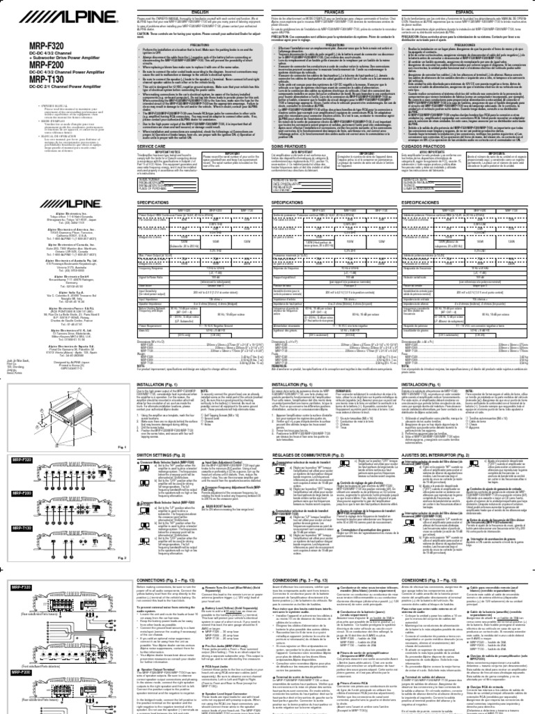 Alpine MRP-F200 Amp Manual | PDF | Allumage | Connectique