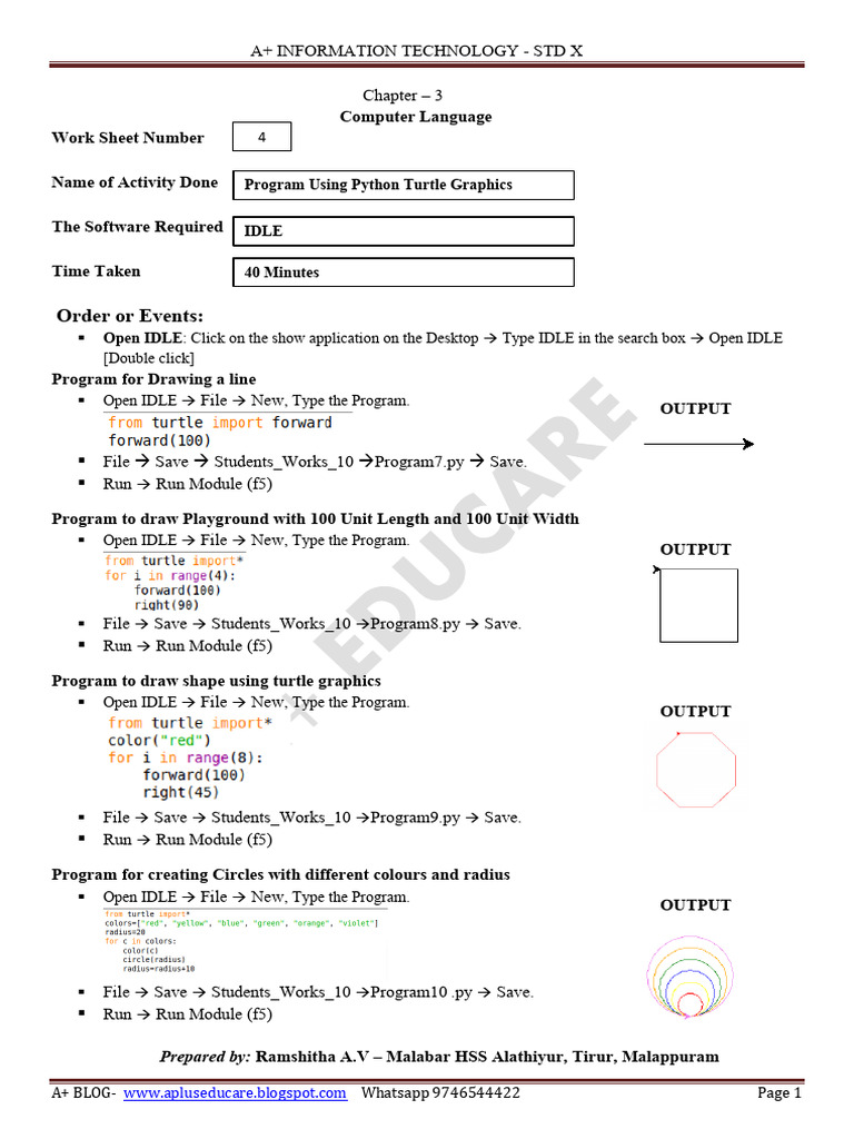 A Blog SSLC Ict Chapter 3 Computer Language Practical Worksheet 4 em | PDF