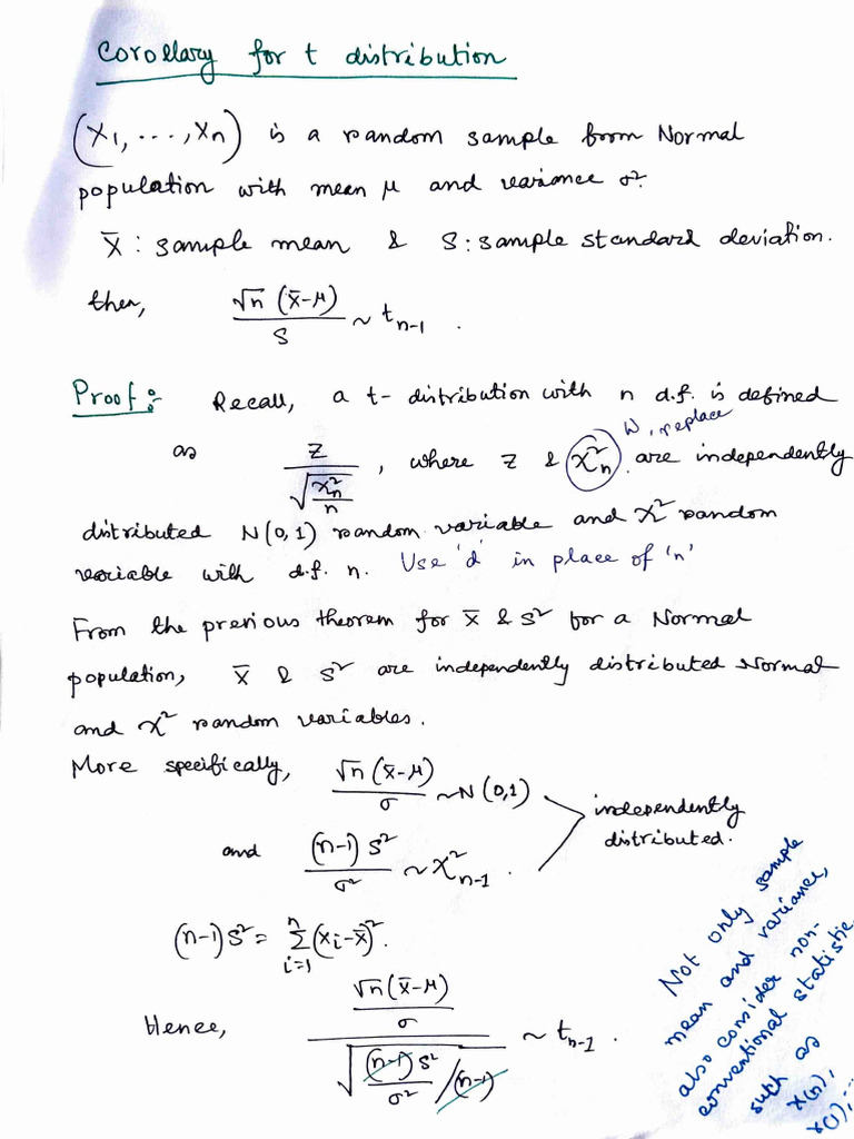 T Distn in Normal Setting | PDF