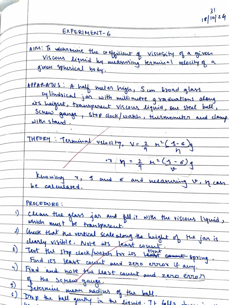 Experiment 6 Viscosity | PDF
