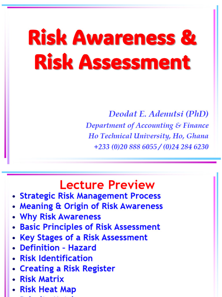 Dea - Lecture 3 - Risk Awareness & Risk Assessment | PDF | Risk | Risk ...