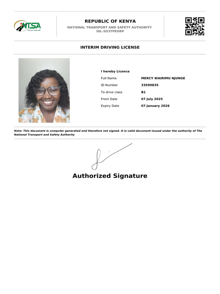 IDL 5O3TPEORP Interim Driving License | PDF