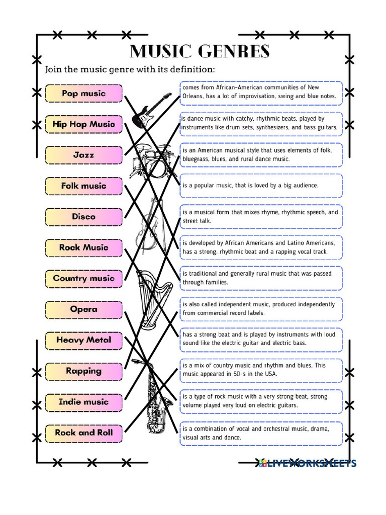 Worksheet - Types of Music PDF | PDF