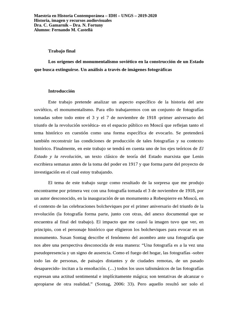 Trabajo Final - Castellá - HIRA | PDF | Vladimir Lenin | Comunismo