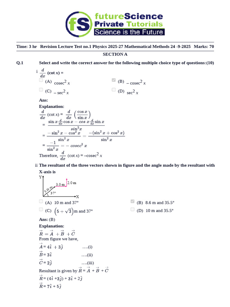 Revision Lecture Test No.1 Physics 2025 27 Mathematical Methods 24 9 ...