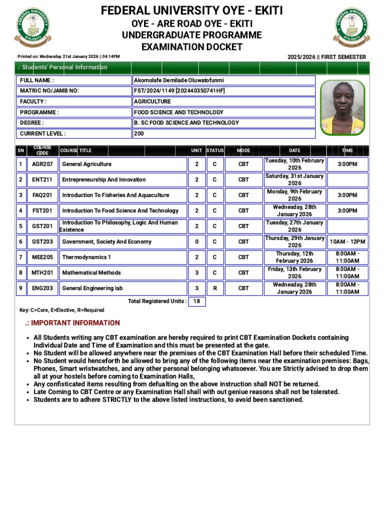 Course Registration Form_Akomolafe Demilade Oluwatofunmi __ FIRST ...