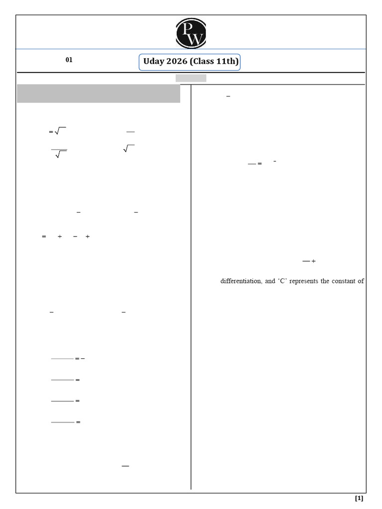 Subjective Test 01 - Test Paper (Physics) | PDF | Derivative | Function ...