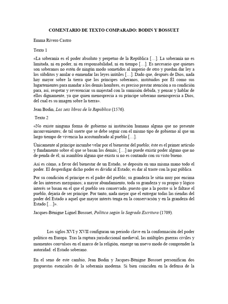 Comentario de Texto Comparado_bodin y Bossuet_emma_rivero_ Castro | PDF ...