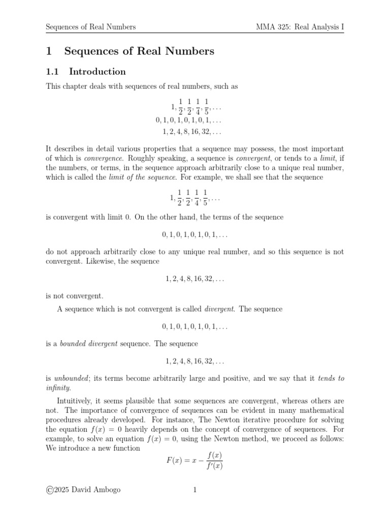 sequences of real numbers | PDF | Sequence | Limit (Mathematics)