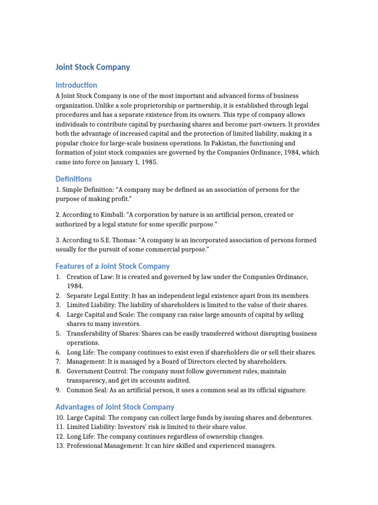 Joint Stock Company Assignment | PDF | Joint Stock Company | Stocks