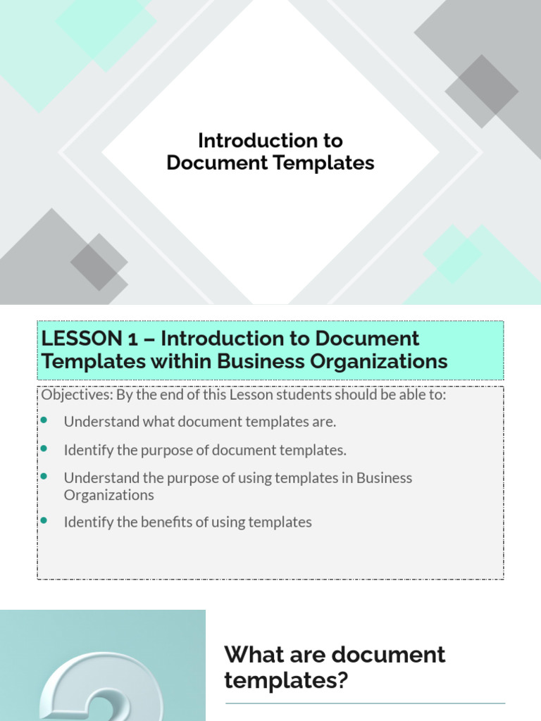 Lesson 1 - Introduction To Document & Templates in Business ...