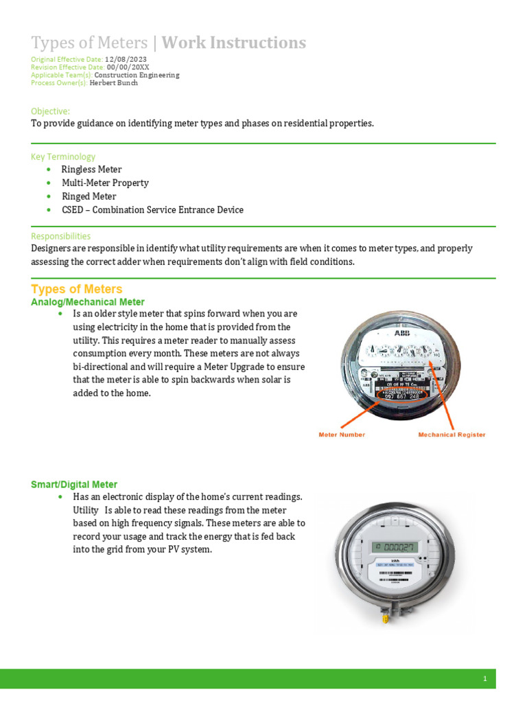 Construction Engineering - Types of Meters | PDF | Photovoltaic System ...