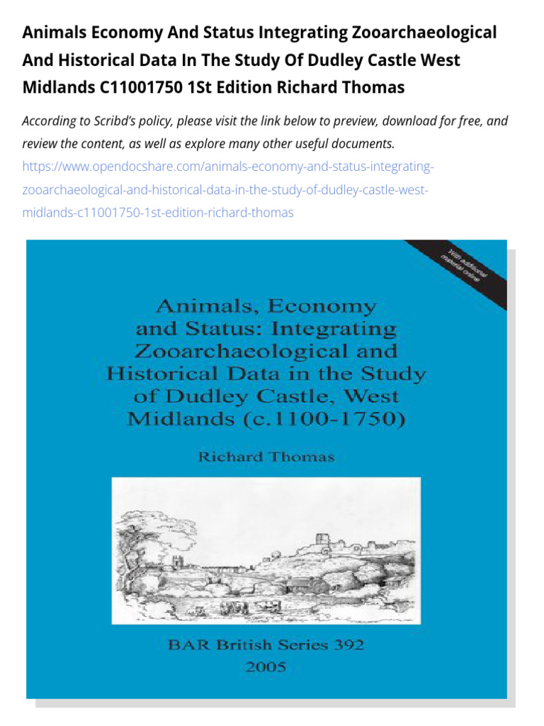 Animals Economy And Status Integrating Zooarchaeological And Historical ...