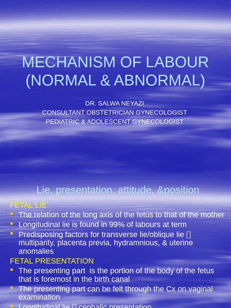 Mechanism of Labour (Normal and Abnormal) | PDF | Pelvis | Human ...
