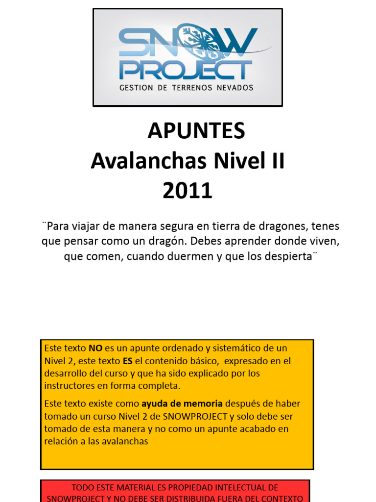apuntes Avalanchas Nivel 2 Terreno Nevado | PDF | Nieve | Tormentas