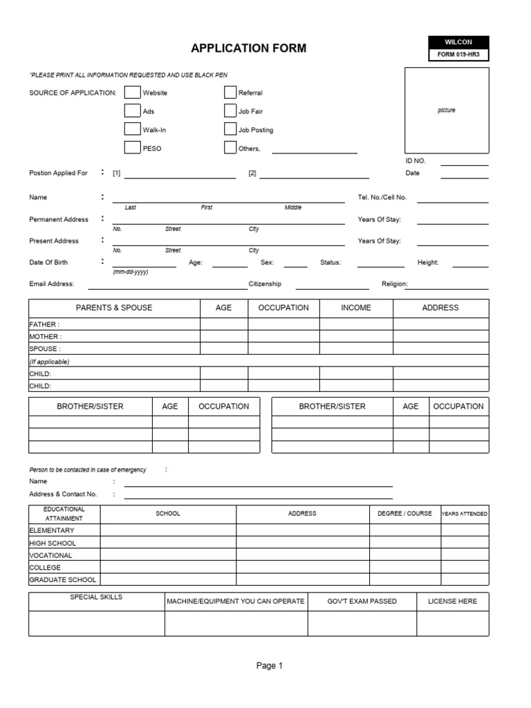 Application Form - Updated 2020 | PDF