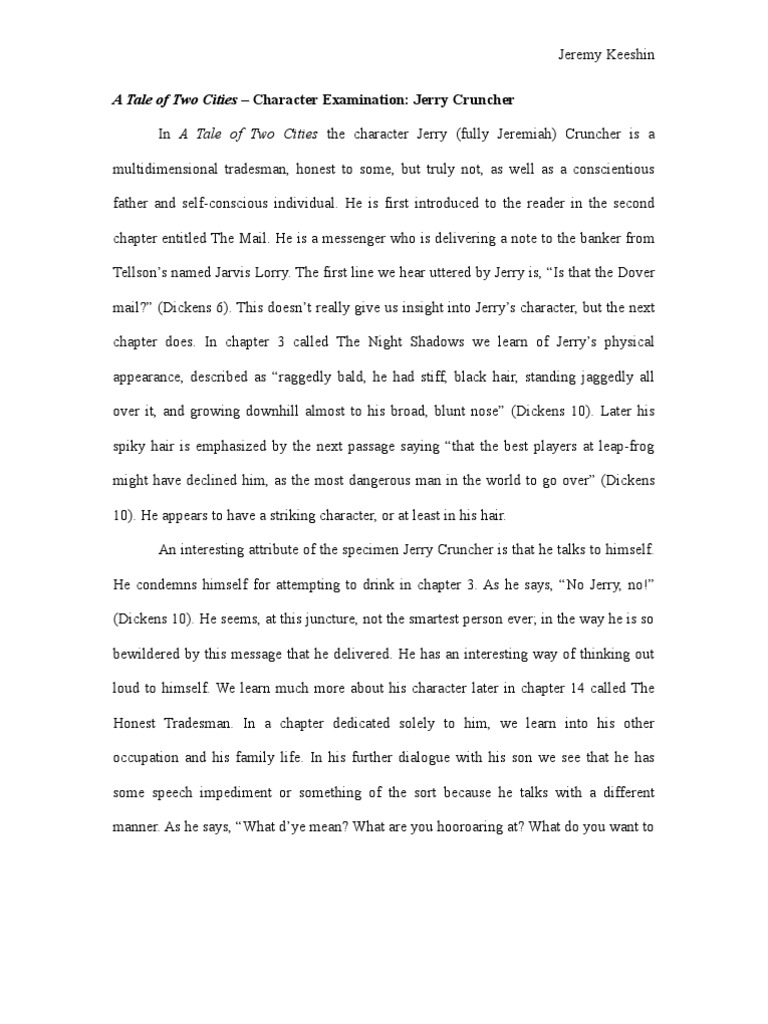 Jerry Cruncher: A Complex Character Analysis | PDF | A Tale Of Two Cities