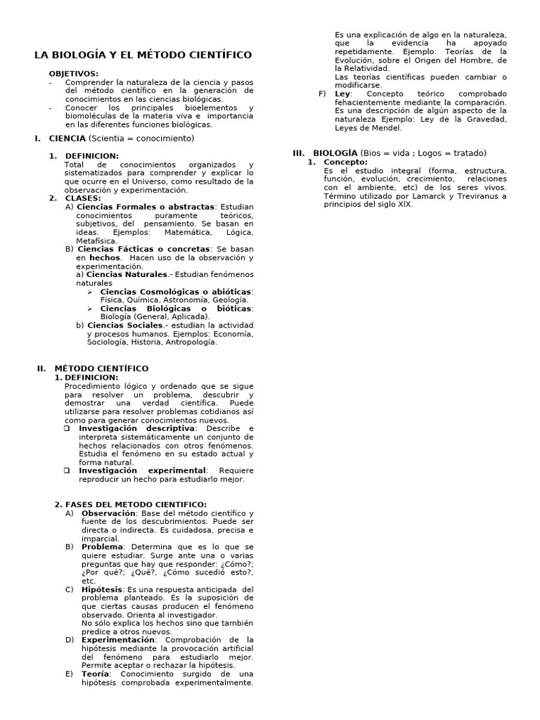 LA BIOLOGÍA Y EL MÉTODO CIENTÍFICO | PDF | Método científico | Hipótesis