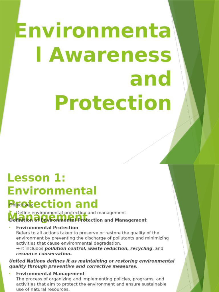 L1 Environmental Awareness and Protection | PDF | Pollution | Drinking ...