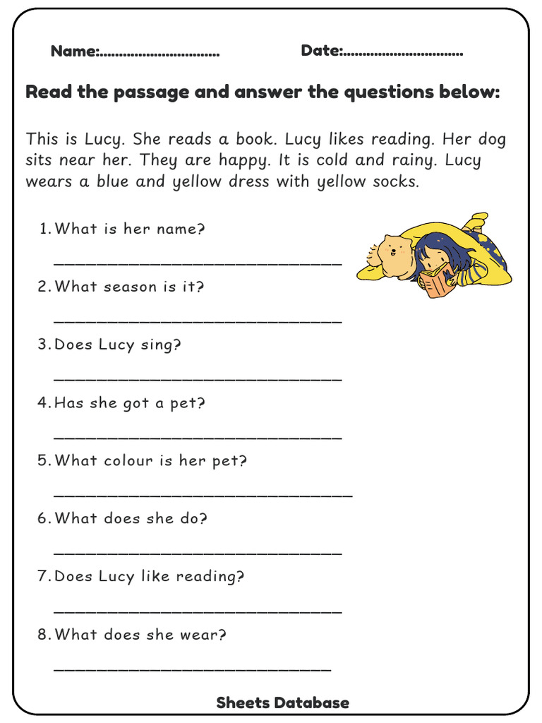 Reading Comprehension Sheet Database | PDF