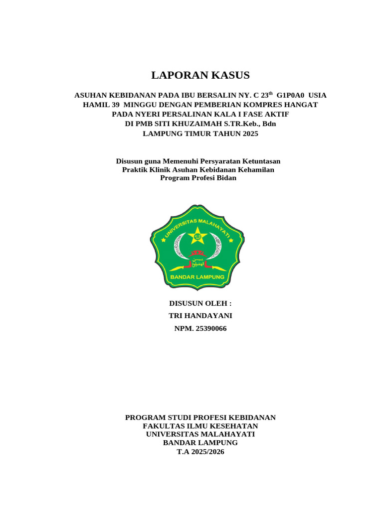 LPLK Persalinan - Kompres Hangat - Tri Handayani | PDF