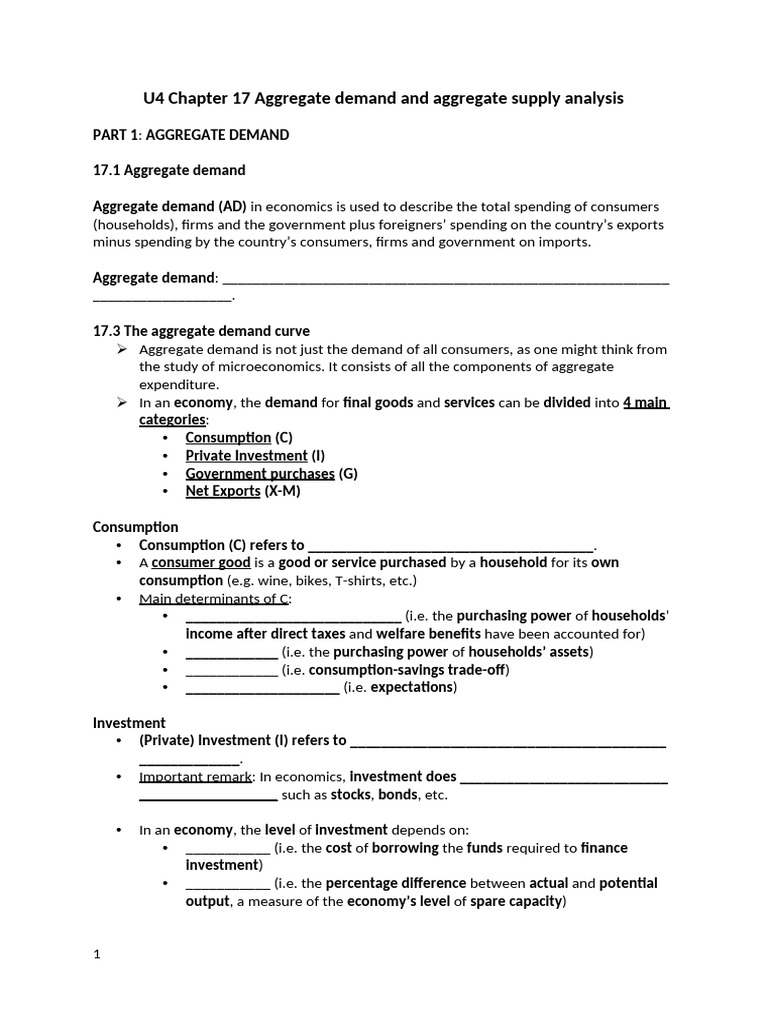 SU4 CH17 Aggregate Demand and Aggregate Supply Analysis | PDF ...