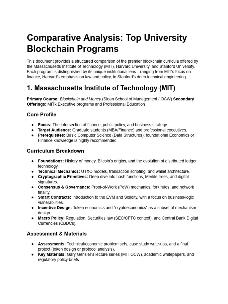 Blockchain Course Comparison | PDF | Computing