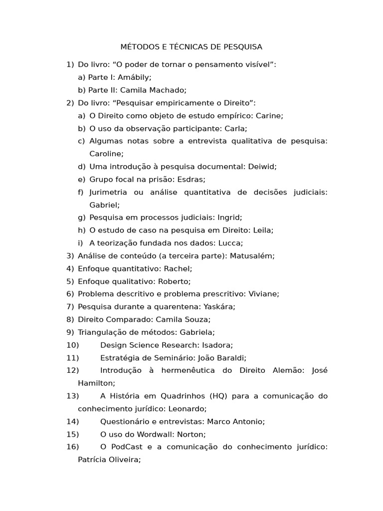 MÉTODOS E TÉCNICAS DE PESQUISA | PDF