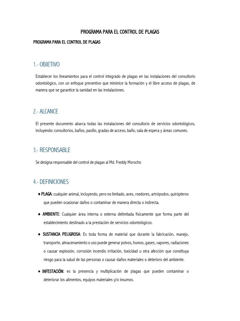 Programa Para El Control de Plagas | PDF | Control de plagas | Plaga ...