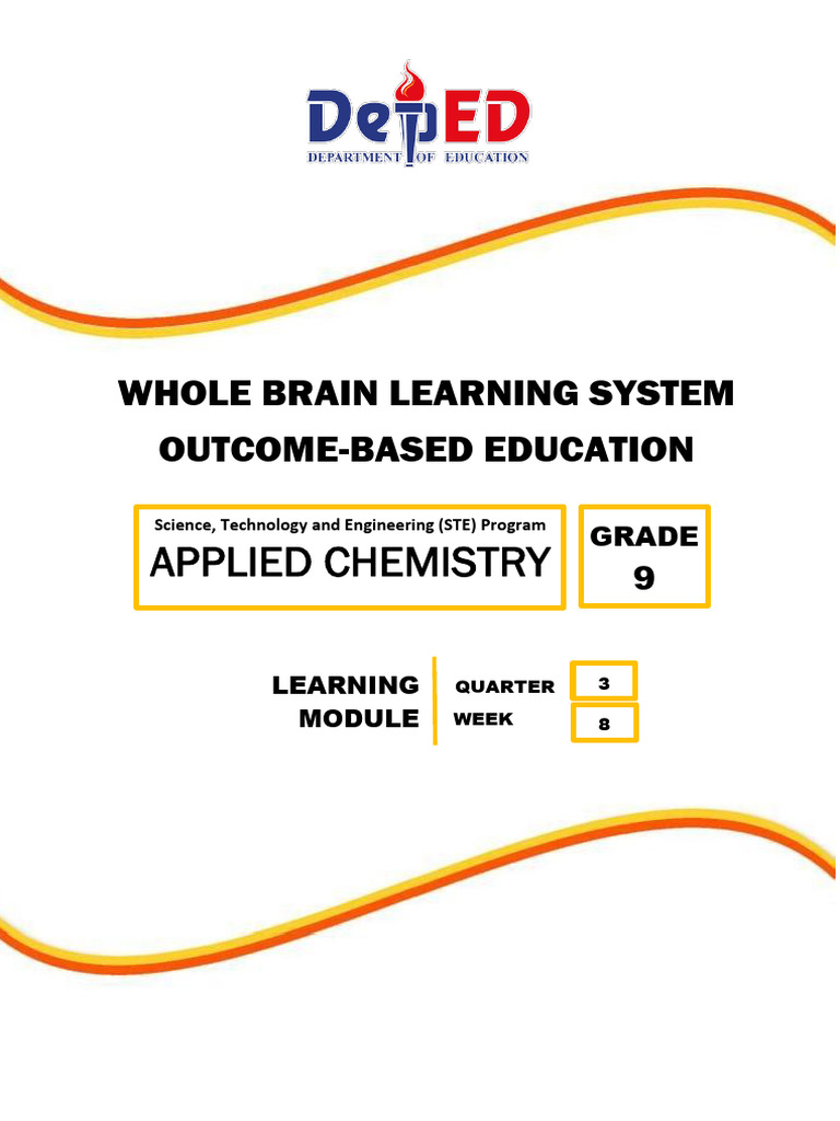 Applied Chem Module G9 Q3 Week 8 | PDF | Alloy | Metals