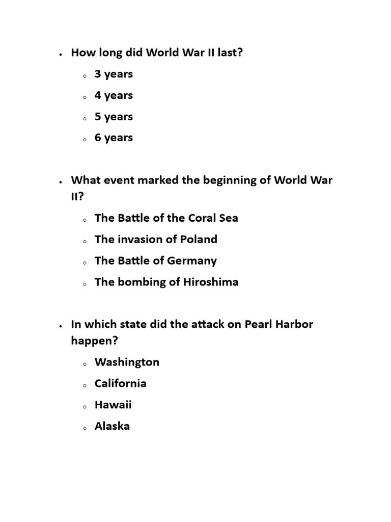 WW2 Quiz | PDF