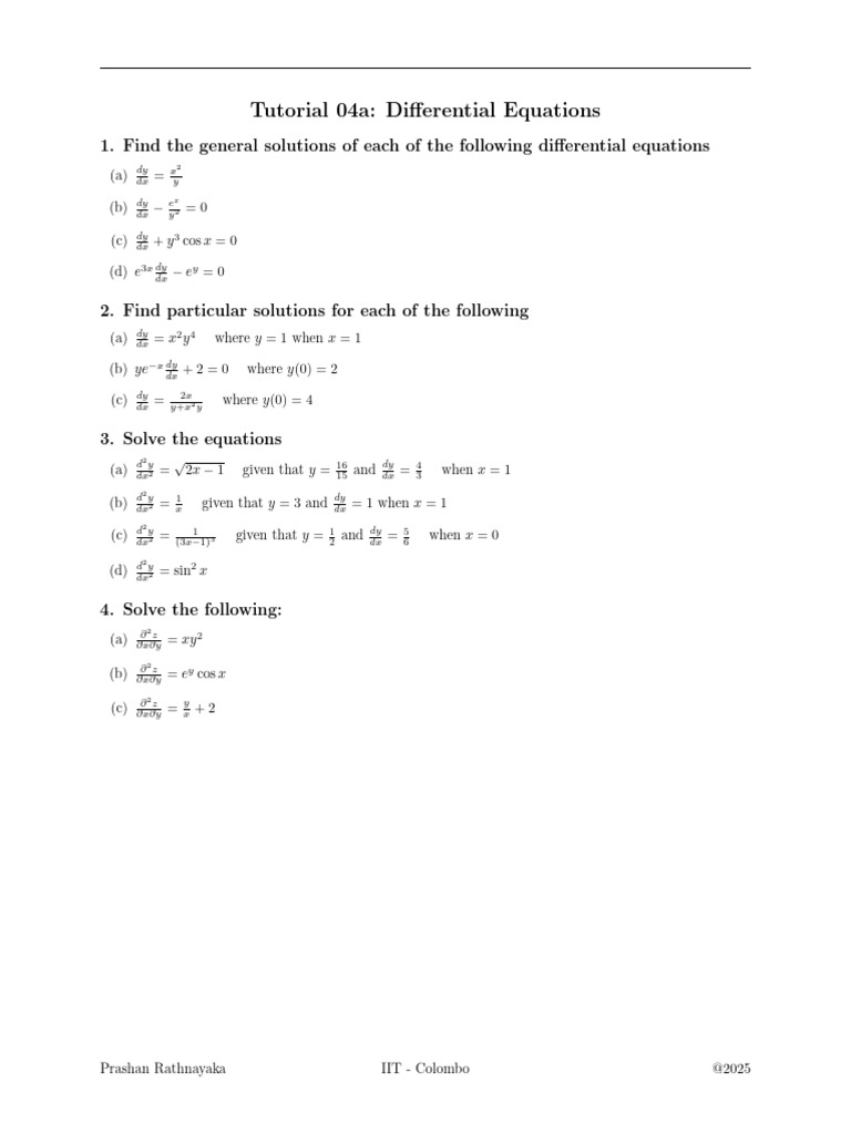 Tutorial 04a_Differential Equations | PDF