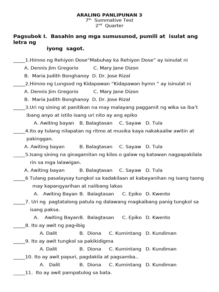 AP3_Q2_ST7 With Answer Key | PDF