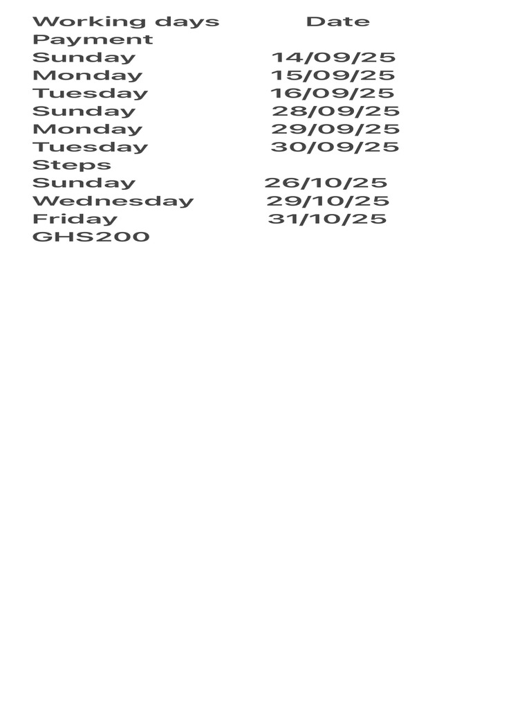 Working Days Date Payment | PDF