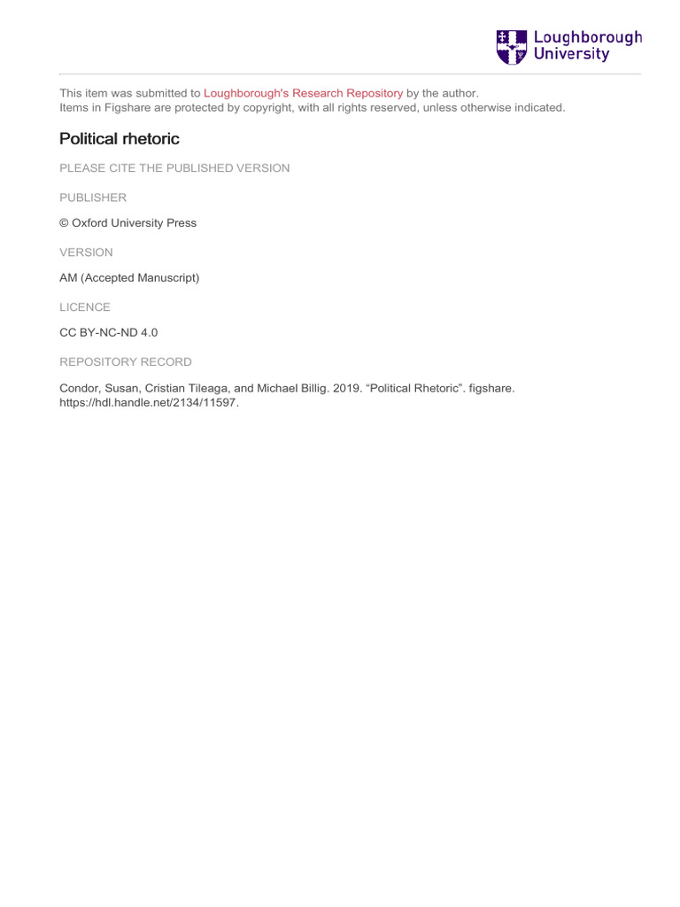 Mapping Rhetorical Styles in Political Crisis Communication | PDF ...