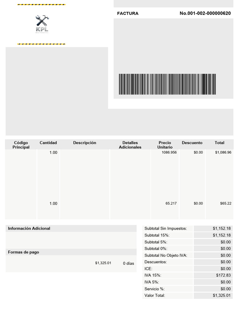 FAC 001-002-000000620 JAVIER GARCIA | PDF | Economias