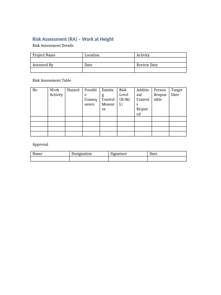 RA and PTW Work at Height | PDF